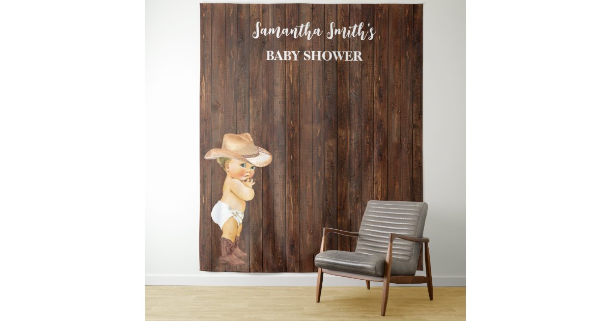Little Baby Cowboy Western Baby Shower Backdrop | Zazzle