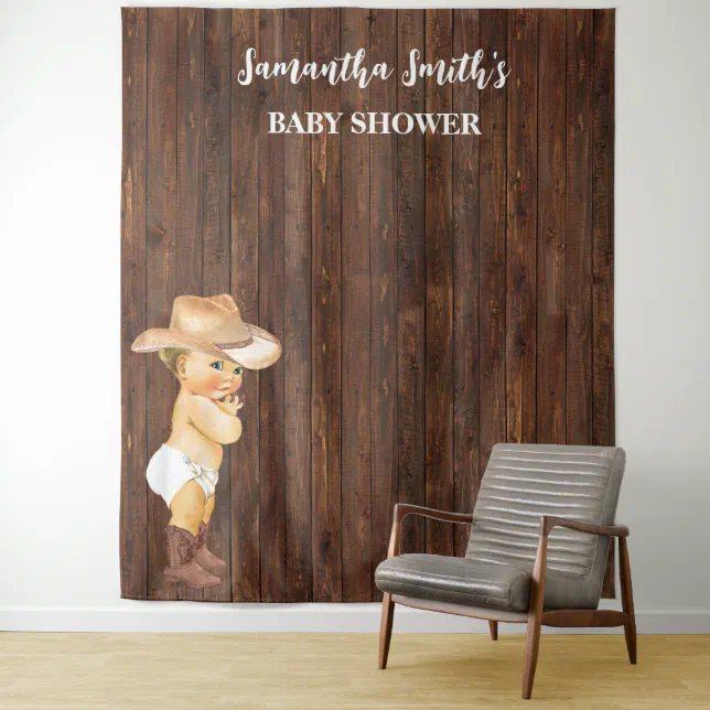 Little Baby Cowboy Western Baby Shower Backdrop | Zazzle
