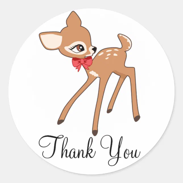 Little Baby Deer Thank you sticker | Zazzle