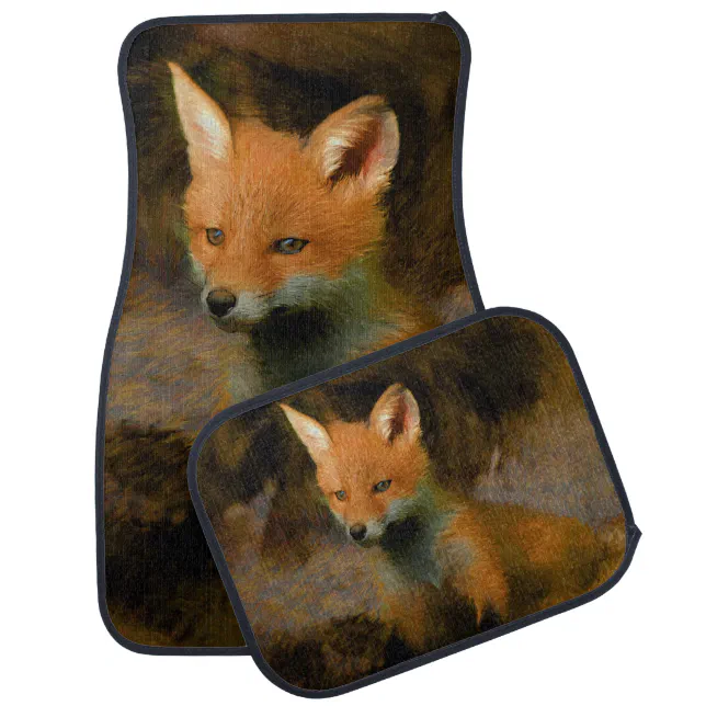 Little Baby Fox Cub Portrait Car Floor Mat | Zazzle