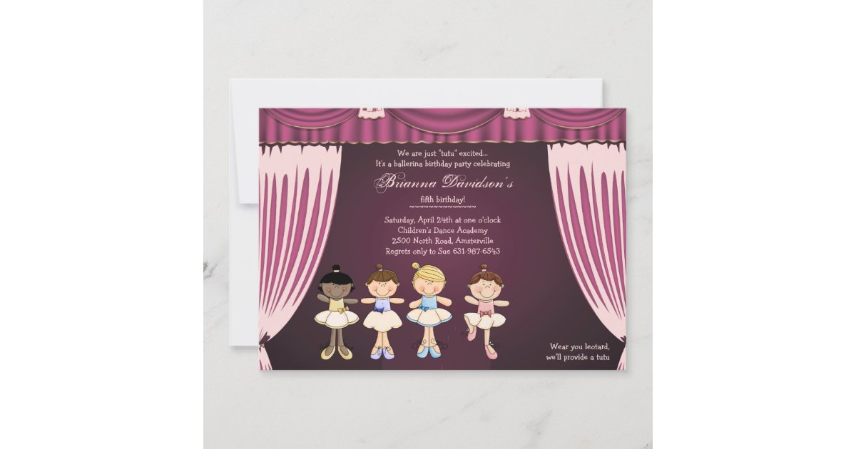 Little Ballerinas on Stage Invitation | Zazzle