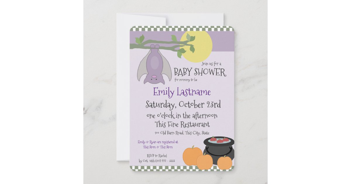 Little Bat Halloween Baby Shower Invitation | Zazzle