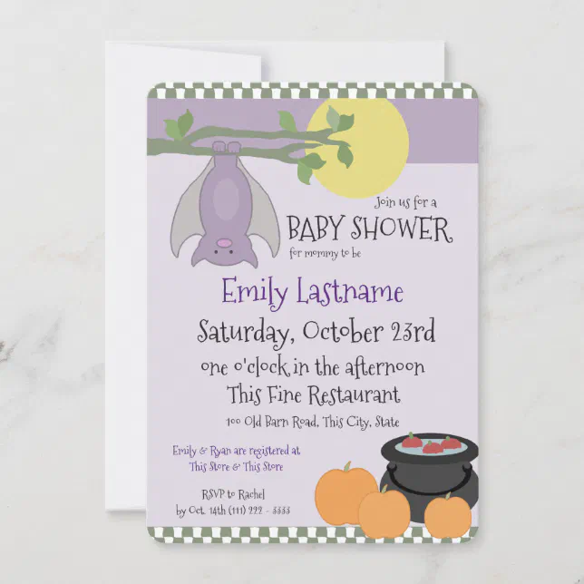 Little Bat Halloween Baby Shower Invitation | Zazzle