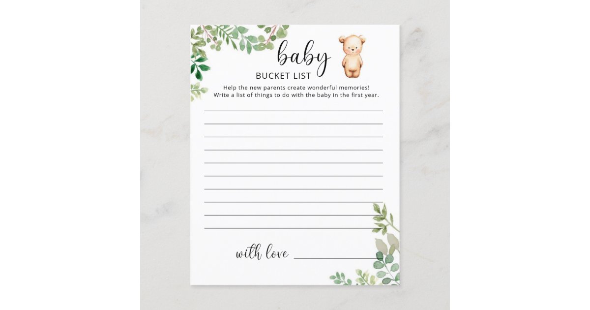 Little Bear Baby bucket list | Zazzle