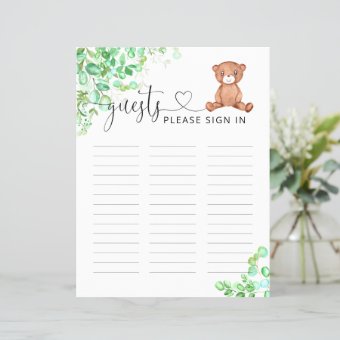 Little bear baby shower guests please sign In | Zazzle