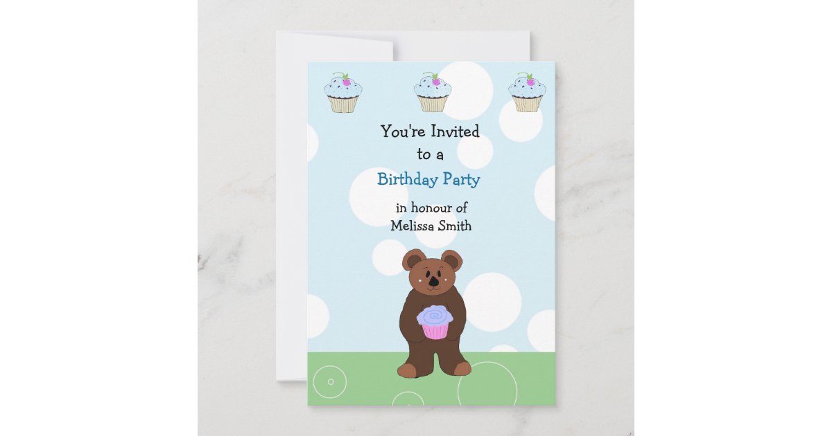 Little Bear Birthday Invitation | Zazzle