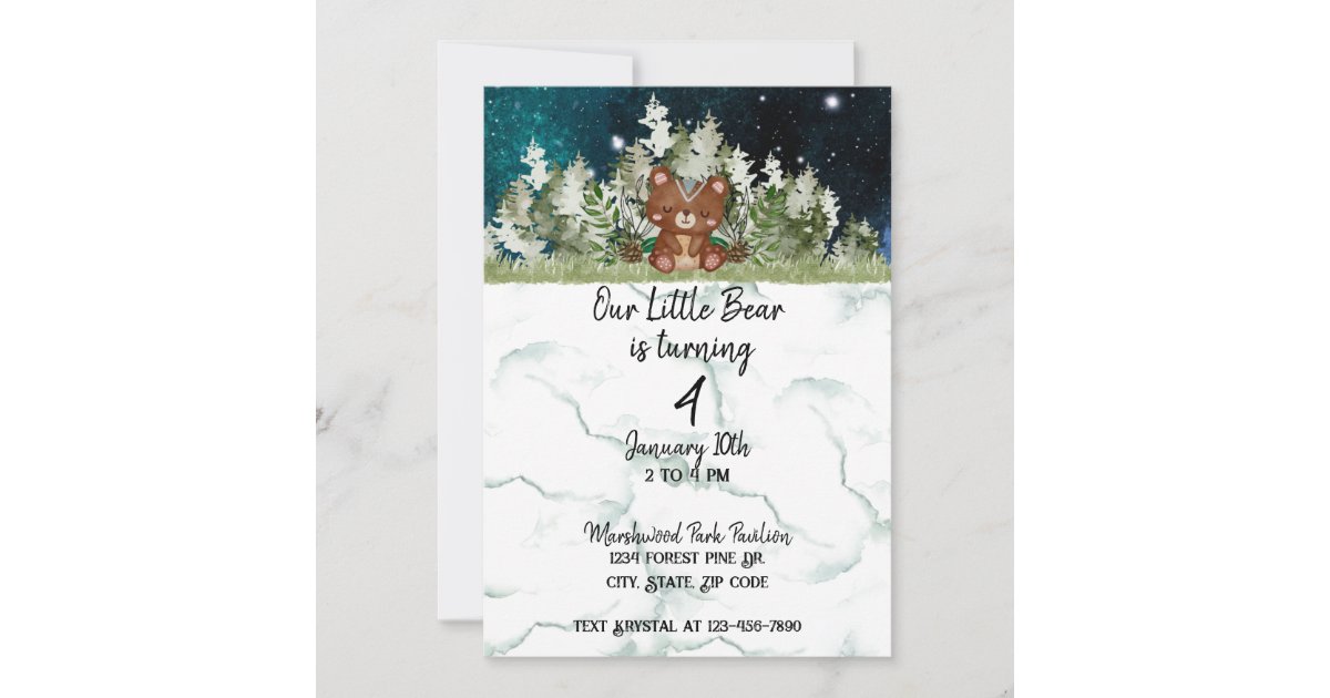 Little Bear Birthday Invite | Zazzle