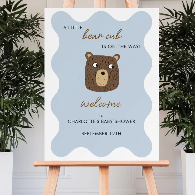 Little Bear Cub Baby Shower Welcome Sign | Zazzle