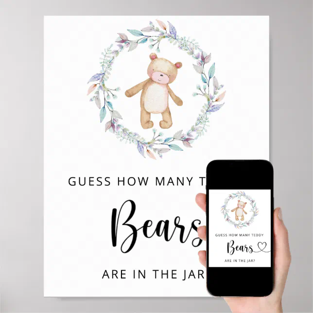 Little bear guess how many teddy bears poster | Zazzle