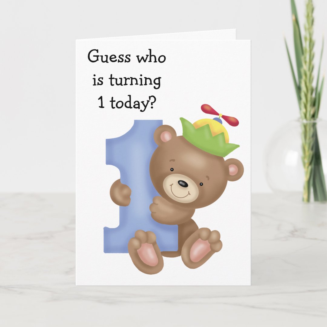 Little Bear Kids First Birthday Card | Zazzle