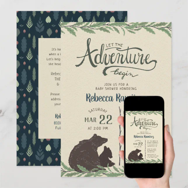 Little Bear Rustic Long Distance Baby Shower Invitation | Zazzle