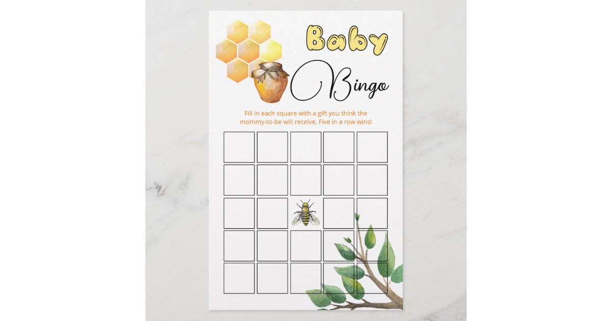 Little Bee Baby Shower Bingo Game | Zazzle