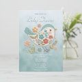 Little Bird Blue Pink Flowers Baby Shower Invitation | Zazzle
