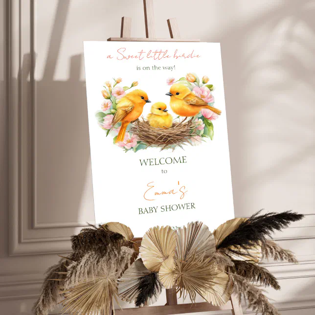 Little bird spring baby shower welcome sign | Zazzle