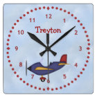 Little Blue Airplane Wall Clock | Zazzle
