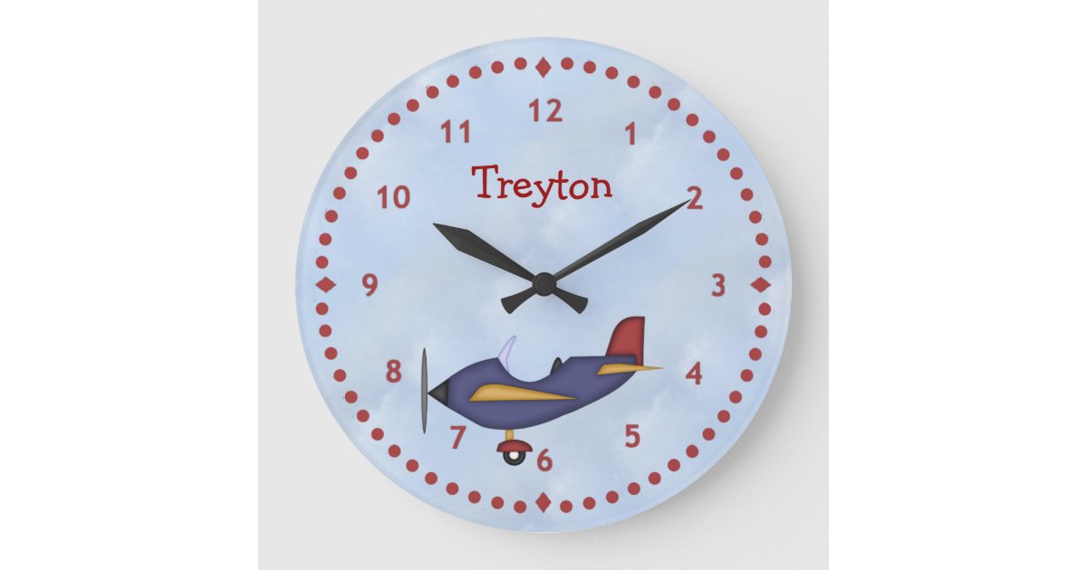 Little Blue Airplane Wall Clock | Zazzle