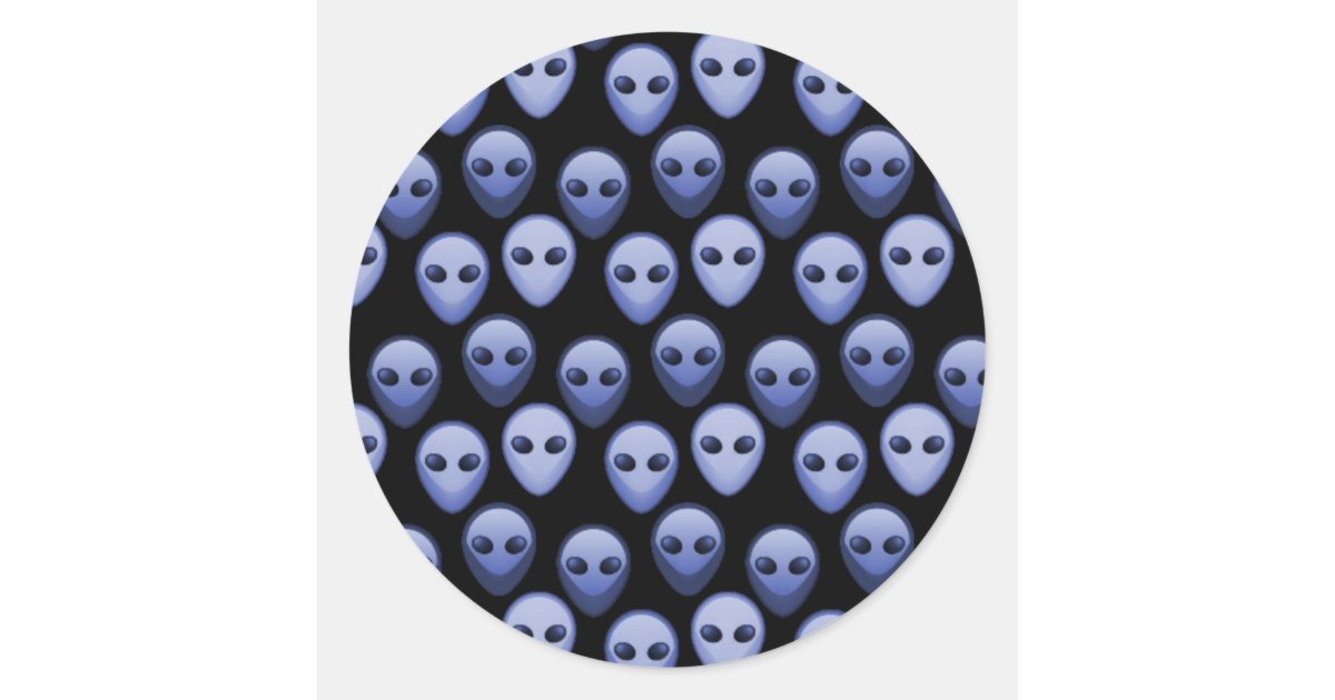 Little Blue Alien Heads Classic Round Sticker | Zazzle