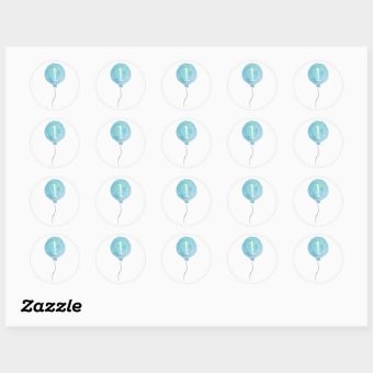 Little Blue Balloon Birthday Number Stickers | Zazzle
