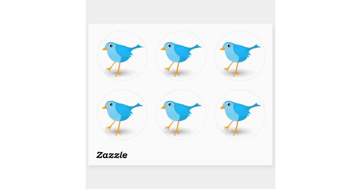 Little Blue Bird Cute Round Stickers | Zazzle