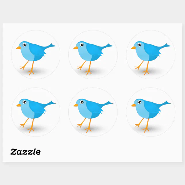 Little Blue Bird Cute Round Stickers | Zazzle