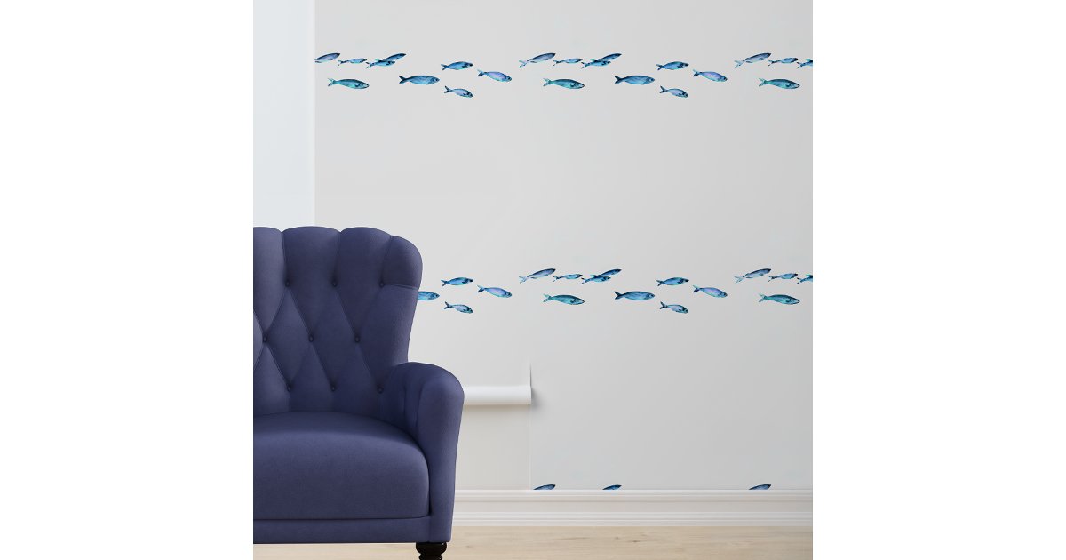Little Blue Fish Nautical Wallpaper | Zazzle