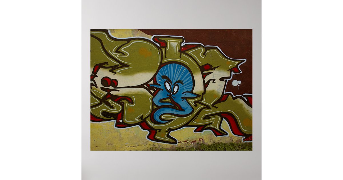 Little blue ghost graffiti poster | Zazzle