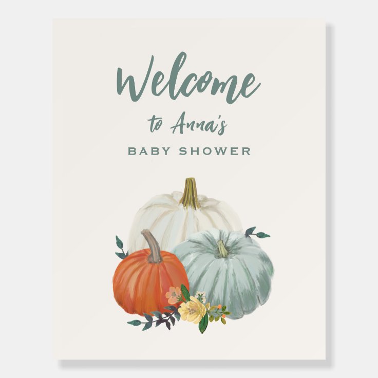 Little Blue Pumpkin Baby Shower Welcome Sign | Zazzle