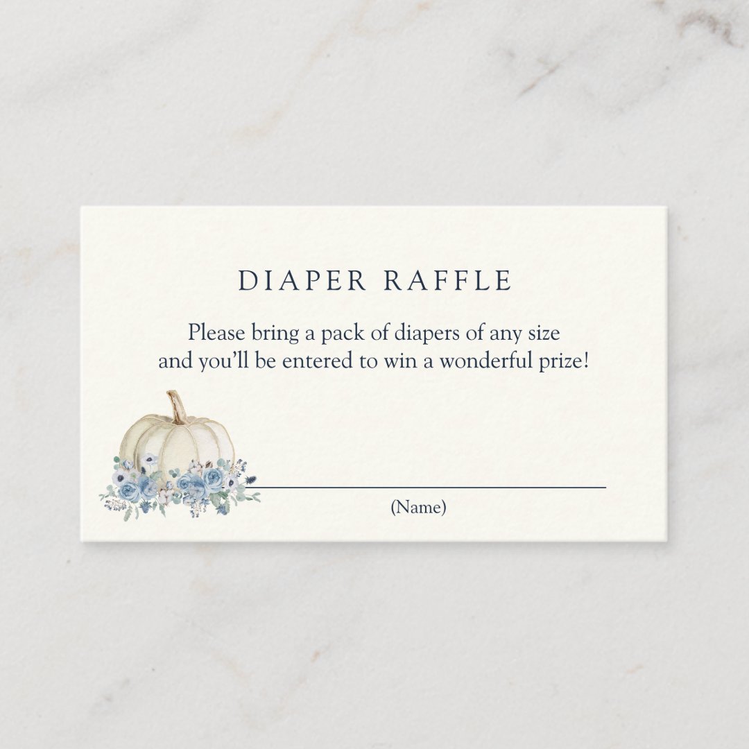Little Blue Pumpkin Diaper Raffle insert card | Zazzle