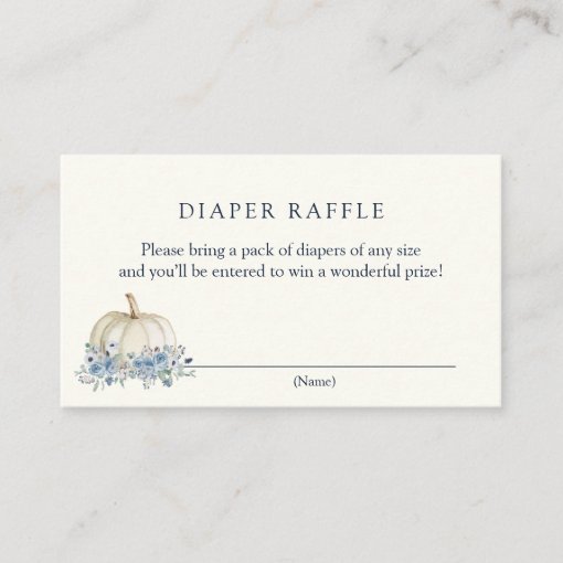 Little Blue Pumpkin Diaper Raffle insert card | Zazzle