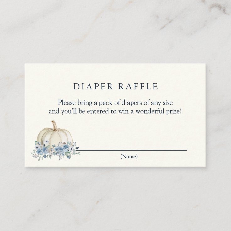 Little Blue Pumpkin Diaper Raffle insert card | Zazzle