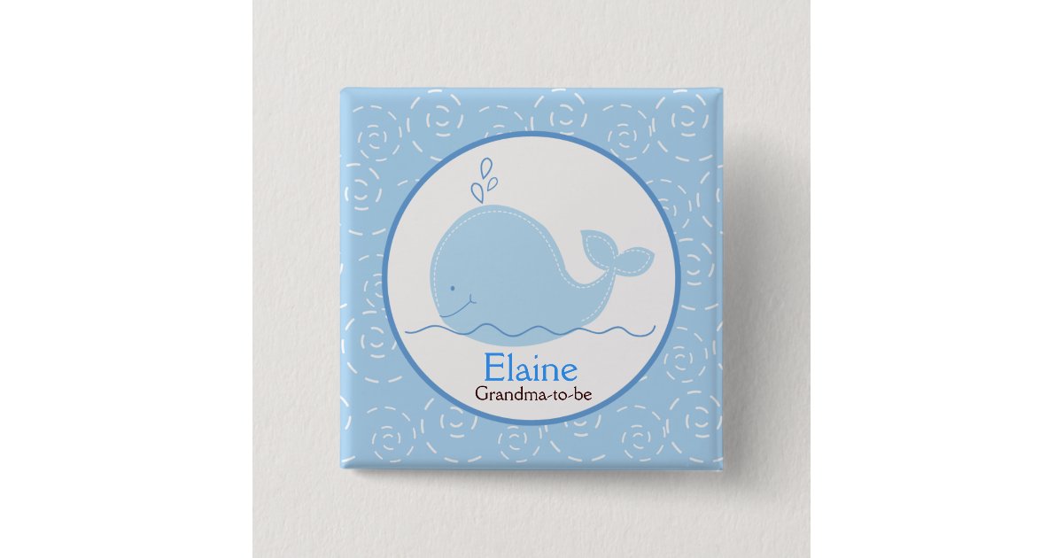Little Blue Whale NAME TAG Custom Button | Zazzle.com