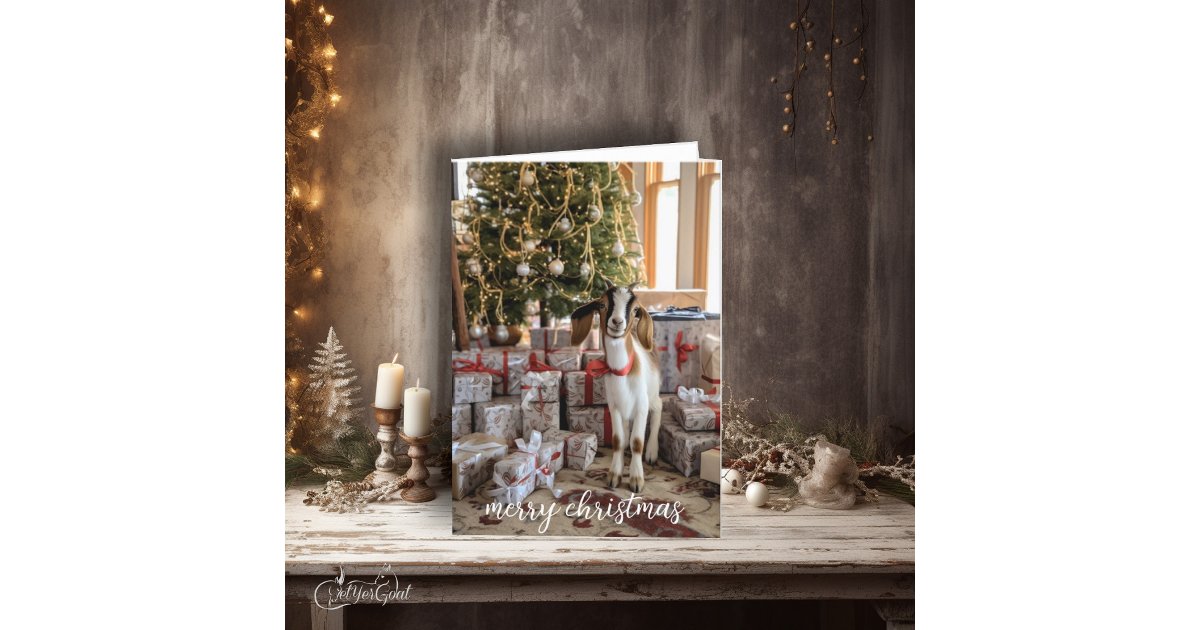 Little Boer Goat Ready for Christmas Card | Zazzle