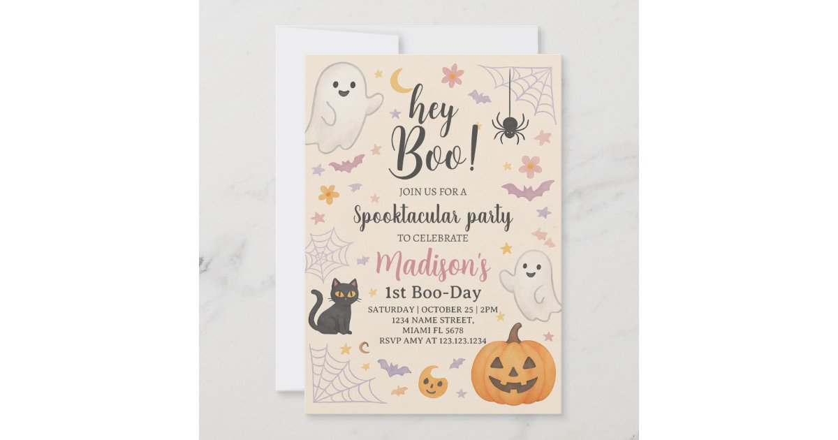 Little Boo 1st Birthday Invitation Cute Halloween | Zazzle