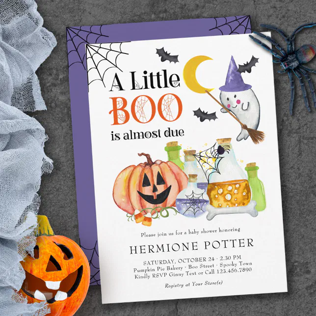 Little Boo Almost Due Ghost and Potion Baby Shower Invitation | Zazzle