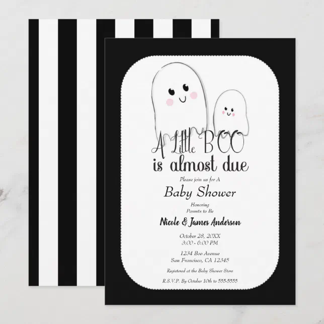Little BOO Almost Due Halloween Baby Shower Invitation | Zazzle