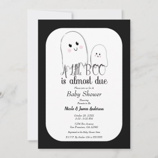 Little BOO Almost Due Halloween Baby Shower Invitation | Zazzle
