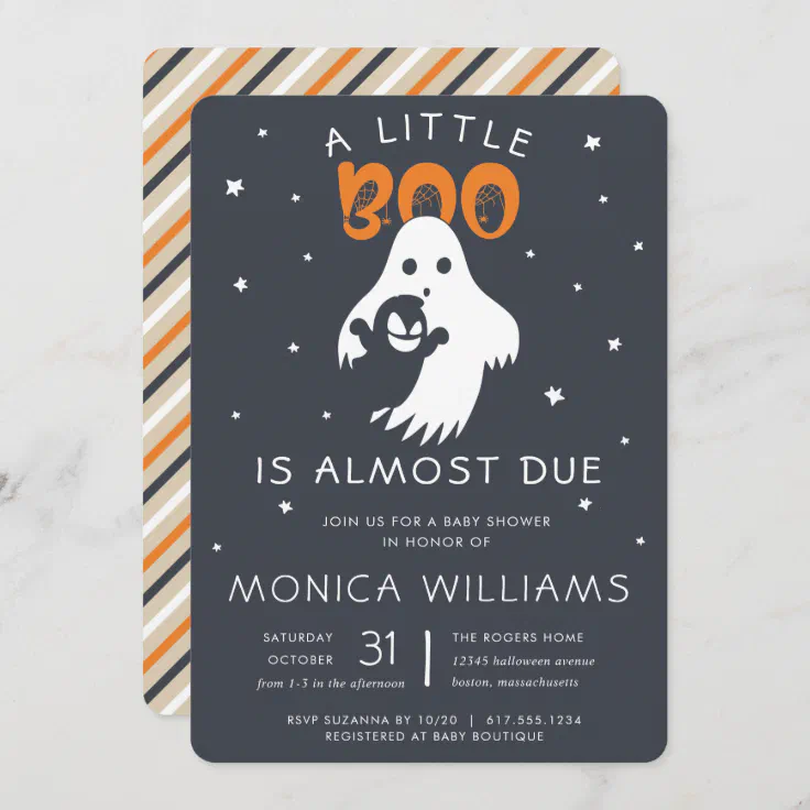 Little Boo Almost Due | Halloween Baby Shower Invitation | Zazzle