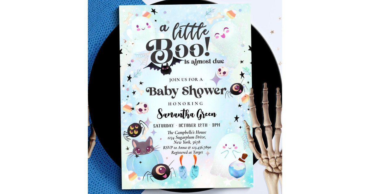 Little Boo Baby Boy Blue Baby shower Invitation | Zazzle