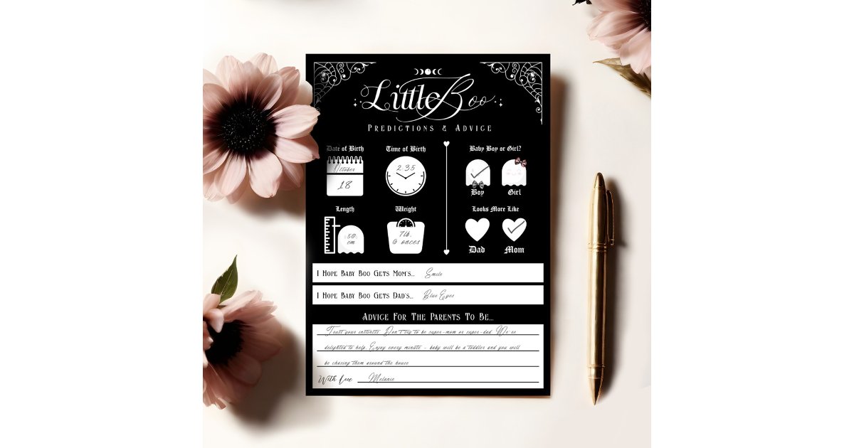 Little Boo Baby Predictions & Advice Game Card | Zazzle
