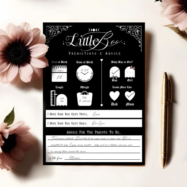 Little Boo Baby Predictions & Advice Game Card | Zazzle