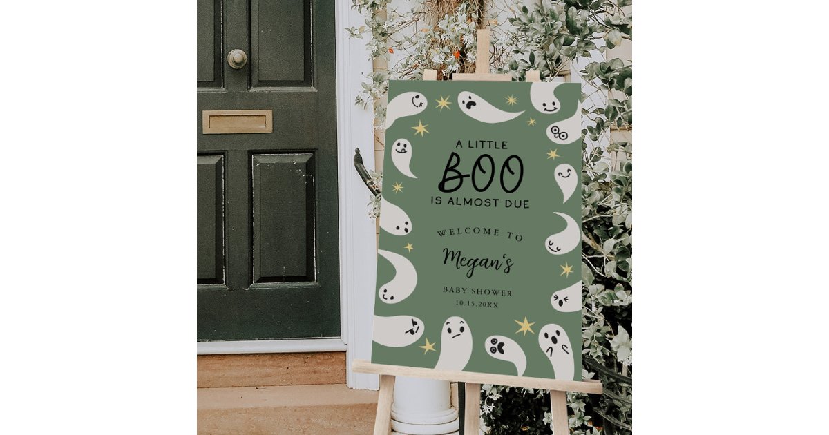 Little Boo Baby Shower Green Welcome Sign | Zazzle