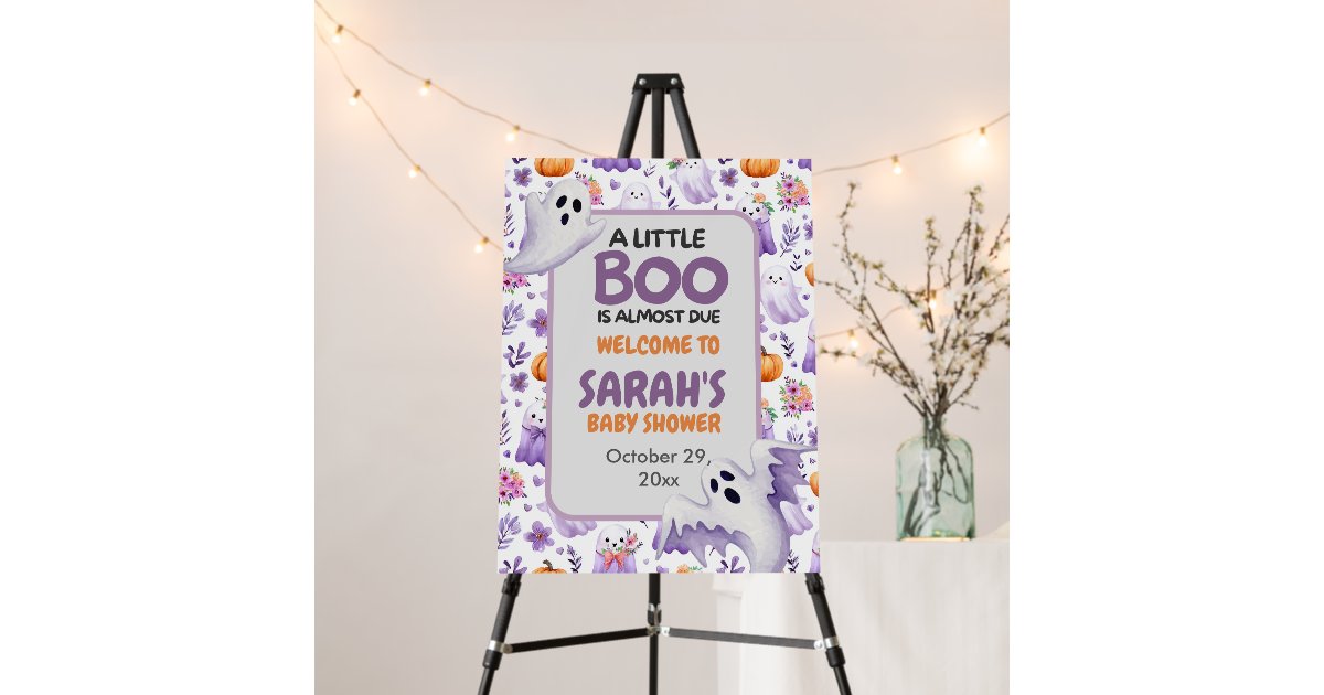Little Boo baby shower Halloween Welcome Sign | Zazzle