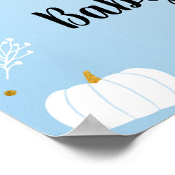 Little Boo Blue Boy Ghost Baby Shower Welcome Poster | Zazzle