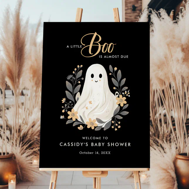 Little Boo Boho Ghost Baby Shower Welcome Sign | Zazzle