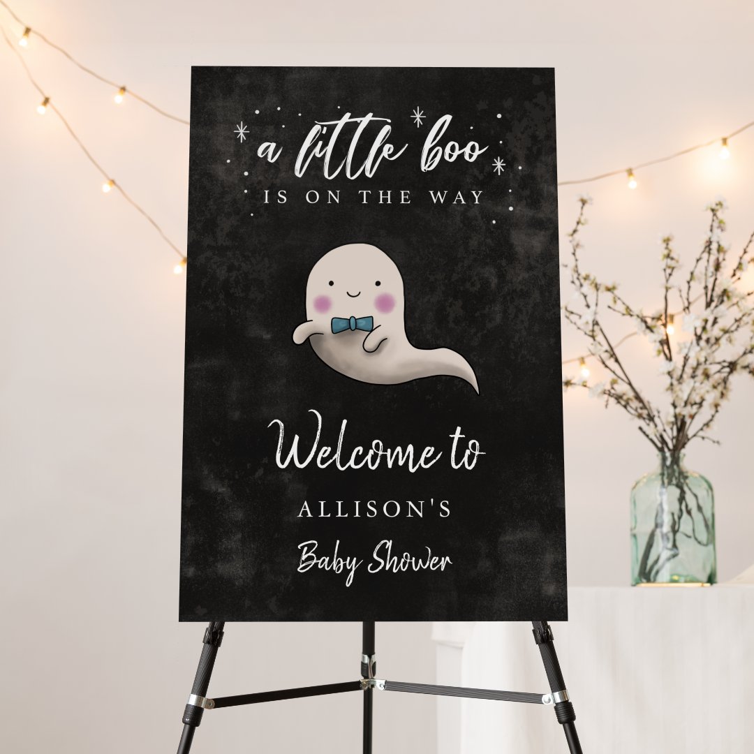 Little Boo Boy Baby Shower Welcome Sign | Zazzle