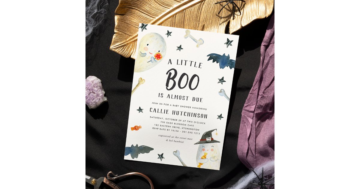 Little Boo | Cute Halloween Baby Shower Invitation | Zazzle