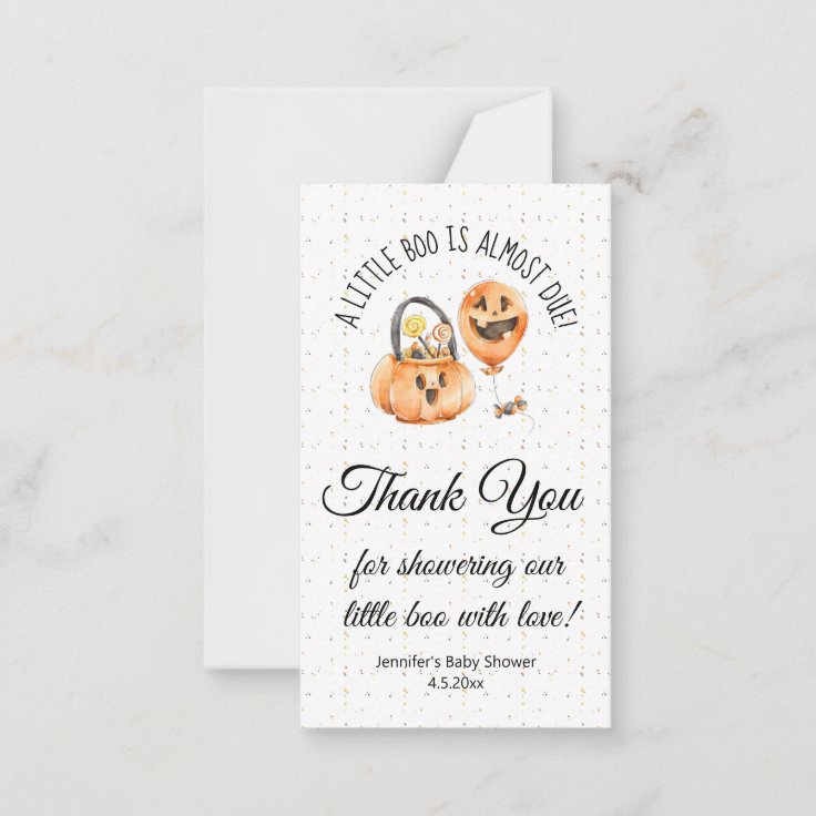 little boo, cute halloween baby shower thank you note card | Zazzle