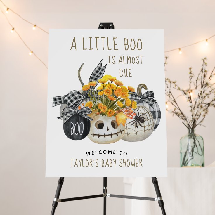 Little Boo Farmhouse Pumpkin Baby Shower Welcome Foam Board | Zazzle