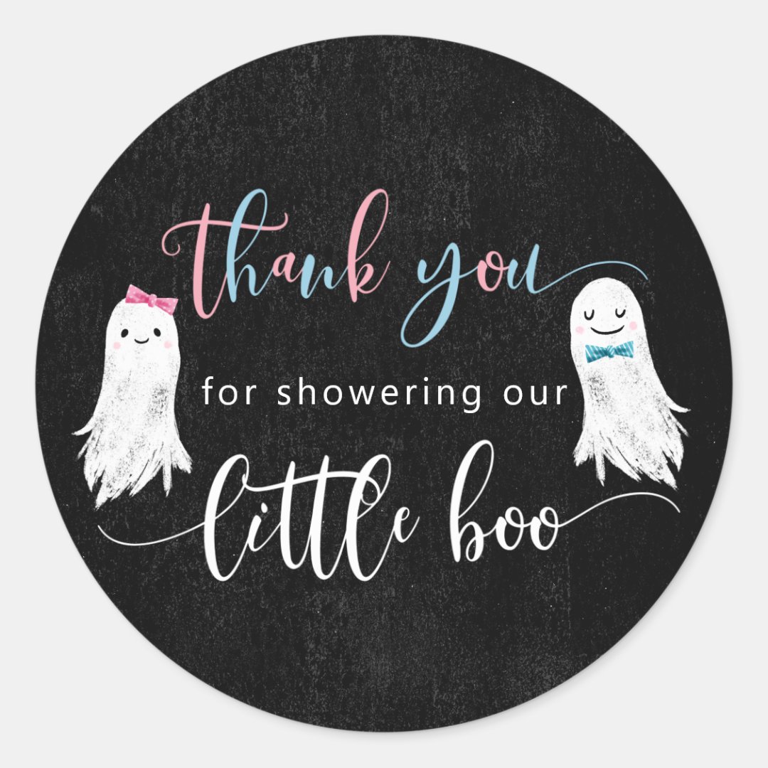 Little Boo Gender Reveal Party Classic Round Sticker | Zazzle