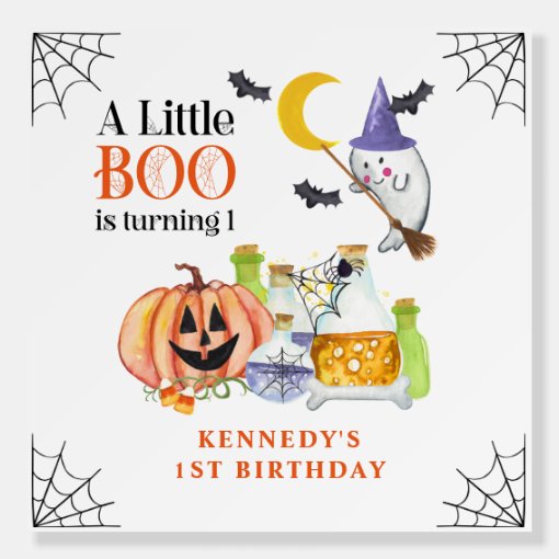Little Boo Ghost and Potion 1st Birthday Easel Foam Board | Zazzle
